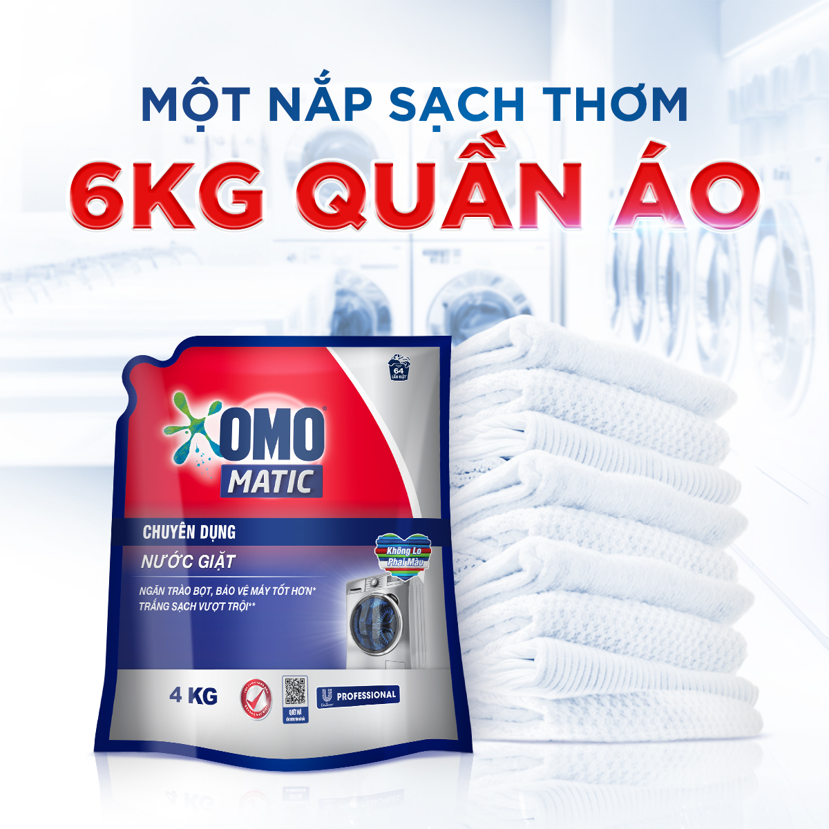 U Chuyên dụng. Nước Giặt Omo Chuyên Dụng Cửa Trước Túi 4Kg