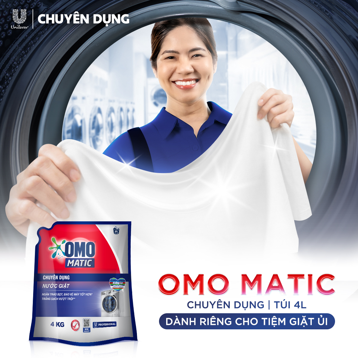 U Chuyên dụng. Nước Giặt Omo Chuyên Dụng Cửa Trước Túi 4Kg